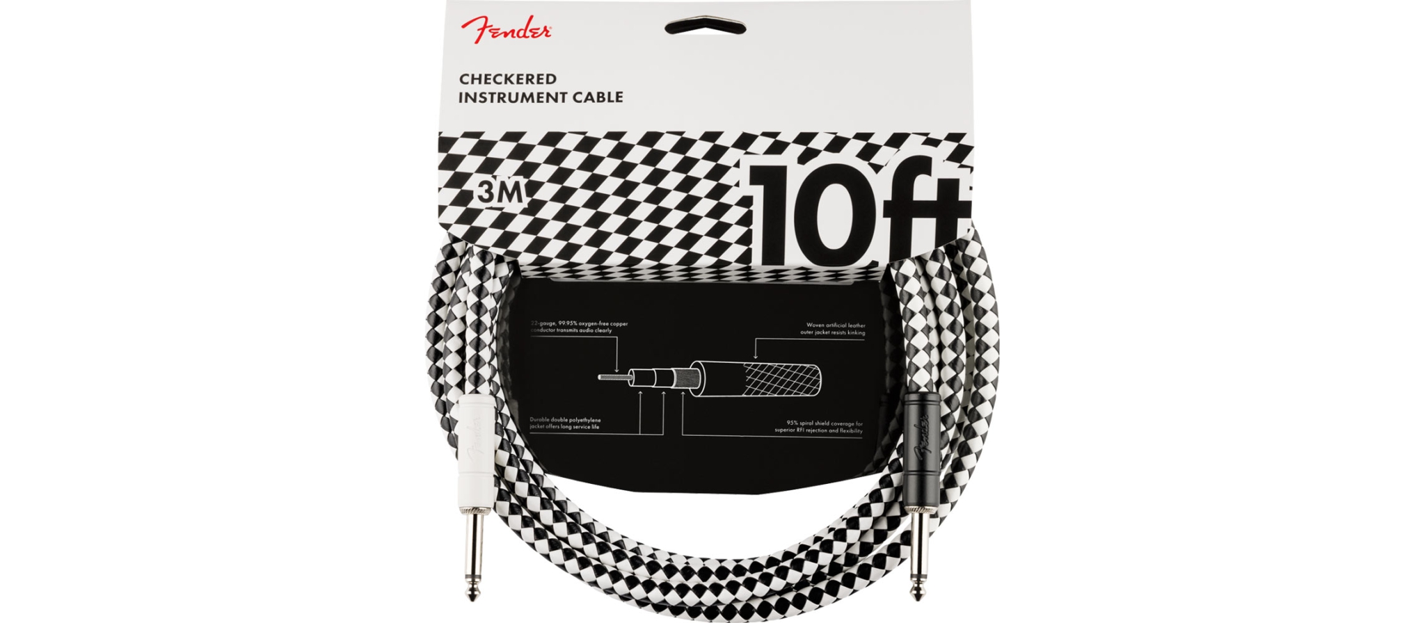 Fender Pro 10 Instrument Cable 3 meter Checkerboard | DijkmanMuziek